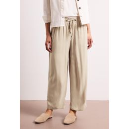 Stoffhose Street One "Style Emee", Damen, Gr. 38, L&auml;nge 26, cobble stone (l&auml;nge 26), Web, Obermaterial: 100% Viskose, unifarben, l&auml;ssig geschnitten 3/4-L&auml;nge, Hosen Stoffhose, 3/4-Sommerhose mit elastischem Bund und Tunnelzug