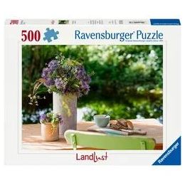 Puzzle Ravensburger "Blumengru&szlig; am Gartentisch", bunt, Puzzles, KinderB:49cm H:36cm, Pappe, Motiv, Made in Germany, B:49cm H:36cm