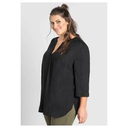 Longbluse sheego, Damen, Gr. 54, schwarz, 100% Viskose, unifarben, Rundhals, Blusen Longbluse