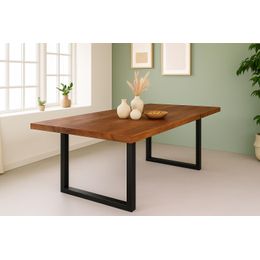 Esstisch RIO 200 / Akazie nussbaumfarben / 200x100 / U-Gestell Schwarz