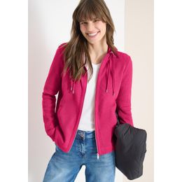 Sweatjacke Cecil, Damen, Gr. L (42), beetroot pink, Web, 80% Baumwolle, 15% Polyester, 5% Elasthan, unifarben, comfort fit normal, ohne Ausschnitt, B&uuml;ndchen, Sweatjacken Sweatjacke, mit Kapuze
