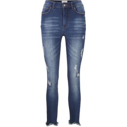 Heine Witt Damen Skinny Jeans mit Destroyed-Effekt, blue denim, Gr&ouml;&szlig;e 44