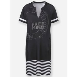 Heine Witt Damen Jerseykleid mit Taschen, schwarz-wei&szlig;-bedruckt, Gr&ouml;&szlig;e 40
