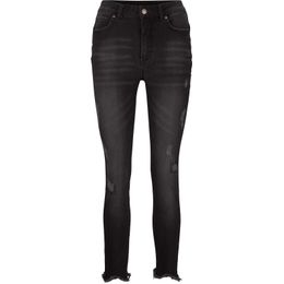Heine Witt Damen Skinny Jeans mit Destroyed-Effekt, black denim, Gr&ouml;&szlig;e 40