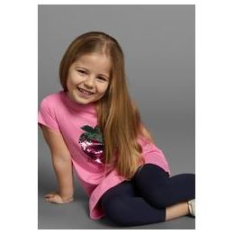Shirt & Leggings Kidsworld "2tlg. Set T-Shirt + Leggings mit Wendepailletten", M&auml;dchen, Gr. 128/134, pink (pink, marine), Jersey, Obermaterial: 100% Baumwolle. Unterteil: 95% Baumwolle, 5% Elasthan, mehrfarbig, KOB Set-Artikel, in 2 Farbvarianten zu tragen