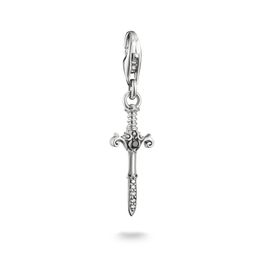 Charm-Einh&auml;nger Thomas Sabo "True Romance Schwert-Design Charm - Original", silberfarben, schwarz, kristallwei&szlig;, schwarz, kristallwei&szlig;, Charms, Damen, Silber 925 (recycelt), mit Zirkonia (synth.)