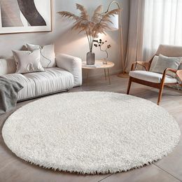 Hochflor-Teppich OTTO HOME "Banji", beige (creme), B:120cm H:37mm L:120cm &Oslash;:120cm, Polypropylen (PP), Teppiche, Uni Farben, weich und flauschig, auch als rechteckig erh&auml;ltlich