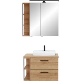 Badezimmer-Set SAPHIR "5-tlg. Mit Softclose-T&uuml;ren", riviera eiche quer nachbildung, B:100cm H:200cm T:45cm, Spanplatte, Kastenm&ouml;bel-Sets