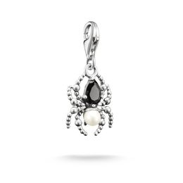 Charm-Einh&auml;nger Thomas Sabo "True Romance Spinnen-Optik Charm - Original", silberfarben, wei&szlig;, schwarz, schwarz, Charms, Damen, Perlen, Silber 925 (recycelt), mit Zirkonia (synth.) und S&uuml;&szlig;wasserzuchtperle