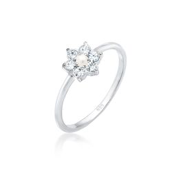 Verlobungsring Elli Premium "Blume mit Kristallen von Swarovski 925 Sterling Silber" Gr. 54, silber, Fingerringe, Damen, 54mm, Silber 925 (Sterlingsilber), 1mm, Verlobungsring