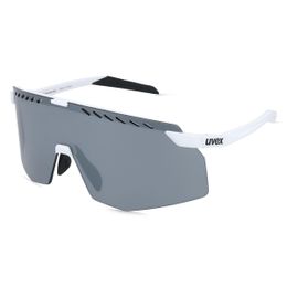 Uvex S534013 pace stage | Unisex-Sonnenbrille | Fassung: Randlos, Monoscheibe, TR90, Wei&szlig; | Glasfarbe: Grau Spiegel Silber