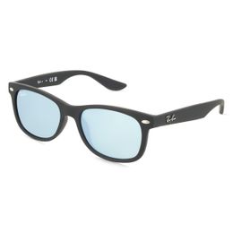 Ray-Ban Ray Ban Junior 0RJ9052S JUNIOR NEW WAYFARER | Kinder-Sonnenbrille | Fassung: Vollrand, Quadratisch, Kunststoff, Schwarz | Glasfarbe: Gr&uuml;n Spiegel Silber