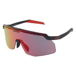 Uvex S534012 pace stage S | Unisex-Sonnenbrille | Fassung: Randlos, Monoscheibe, TR90, Schwarz | Glasfarbe: Rot Spiegel Rot