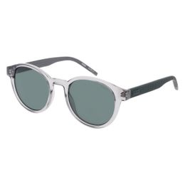 HUGO BOSS Hugo HG 1390/S | Herren-Sonnenbrille | Fassung: Vollrand, Panto, Kunststoff, Grau | Glasfarbe: Gr&uuml;n