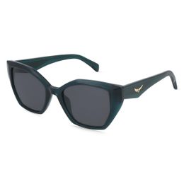 Zadig & Voltaire Zadig & Voltaire SZV471 | Damen-Sonnenbrille | Fassung: Vollrand, Geometrisch, Kunststoff, Gr&uuml;n Transparent | Glasfarbe: Grau