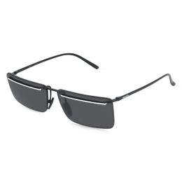 Prada 0PR C53S | Herren-Sonnenbrille | Fassung: Randlos, Eckig, Metall, Schwarz Wei&szlig; | Glasfarbe: Grau