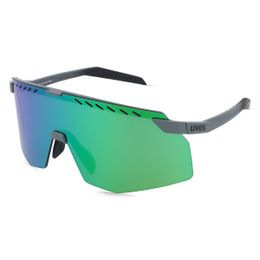 Uvex S534013 pace stage | Unisex-Sonnenbrille | Fassung: Randlos, Monoscheibe, TR90, Grau | Glasfarbe: Gr&uuml;n Spiegel Gr&uuml;n