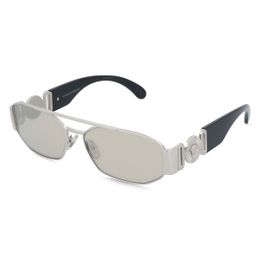 Versace 0VE2287 | Herren-Sonnenbrille | Fassung: Vollrand, Geometrisch, Metall, Silber | Glasfarbe: Grau