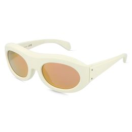 Moncler 0ME8015U RAMILLON | Unisex-Sonnenbrille | Fassung: Vollrand, Oval, Kunststoff, Beige Matt | Glasfarbe: Braun Spiegel Gold