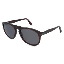 Persol 0PO0649NE | Unisex-Sonnenbrille | Fassung: Vollrand, Pilot, Acetat, Havanna | Glasfarbe: Grau