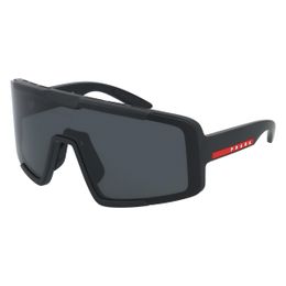 Prada Linea Rossa PS B07S | Herren-Sonnenbrille | Fassung: Randlos, Geometrisch, Kunststoff, Schwarz Matt | Glasfarbe: Grau
