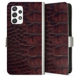 DeinDesign Galaxy A52s 5G Handy Klapph&uuml;lle Handyh&uuml;lle aus Kunst Leder wei&szlig; Flip Case Leather Crocodile Animal Print Sideflip mit Lasche