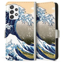 DeinDesign Galaxy A52s 5G Handy Klapph&uuml;lle Handyh&uuml;lle aus Kunst Leder wei&szlig; Flip Case Katsushika Hokusai Die Gro&szlig;e Welle Vor Kanagawa Kunst Sideflip mit Lasche