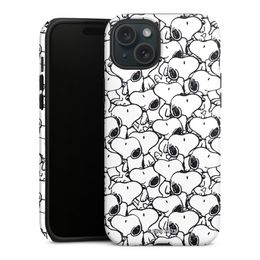 DeinDesign iPhone 15 Plus Handy Panzer Handyh&uuml;lle robuste Outdoor H&uuml;lle Schutzh&uuml;lle matt Peanuts Snoopy Muster Tough Case