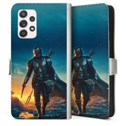 DeinDesign Galaxy A52s 5G Handy Klapph&uuml;lle Handyh&uuml;lle aus Kunst Leder wei&szlig; Flip Case Star Wars The Mandalorian Sunset Sideflip mit Lasche