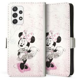 DeinDesign Galaxy A52s 5G Handy Klapph&uuml;lle Handyh&uuml;lle aus Kunst Leder wei&szlig; Flip Case Vintage Minnie Mouse Disney Sideflip mit Lasche