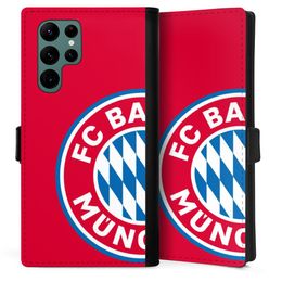 DeinDesign Galaxy S22 Ultra Handy Klapph&uuml;lle Handyh&uuml;lle aus Kunst Leder schwarz Flip Case Official Licensed Product Fcb Fc Bayern M&uuml;nchen Sideflip mit langer 