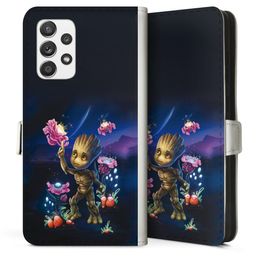DeinDesign Galaxy A52s 5G Handy Klapph&uuml;lle Handyh&uuml;lle aus Kunst Leder wei&szlig; Flip Case Baby Groot Marvel Guardians Of The Galaxy Sideflip mit Lasche