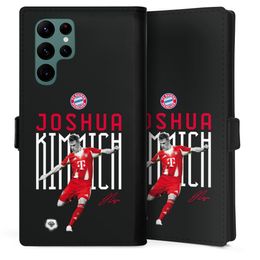DeinDesign Galaxy S22 Ultra Handy Klapph&uuml;lle Handyh&uuml;lle aus Kunst Leder schwarz Flip Case Official Licensed Product Fc Bayern M&uuml;nchen Kimmich Sideflip mit langer