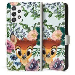 DeinDesign Galaxy A52s 5G Handy Klapph&uuml;lle Handyh&uuml;lle aus Kunst Leder wei&szlig; Flip Case Disney Bambi Flowers Sideflip mit Lasche