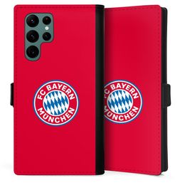 DeinDesign Galaxy S22 Ultra Handy Klapph&uuml;lle Handyh&uuml;lle aus Kunst Leder schwarz Flip Case Fc Bayern M&uuml;nchen Fcb Logo Sideflip mit langer Lasche