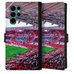 DeinDesign Galaxy S22 Ultra Handy Klapph&uuml;lle Handyh&uuml;lle aus Kunst Leder schwarz Flip Case Stadium Fcb Fc Bayern M&uuml;nchen Sideflip mit langer Lasche