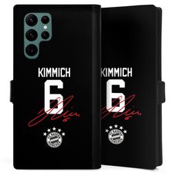 DeinDesign Galaxy S22 Ultra Handy Klapph&uuml;lle Handyh&uuml;lle aus Kunst Leder schwarz Flip Case Fcb Fc Bayern M&uuml;nchen Kimmich Sideflip mit langer Lasche
