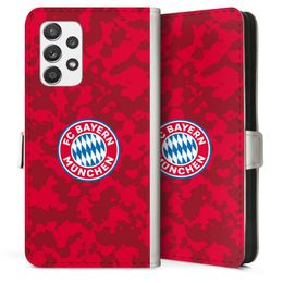 DeinDesign Galaxy A52s 5G Handy Klapph&uuml;lle Handyh&uuml;lle aus Kunst Leder wei&szlig; Flip Case Camouflage Fcb Fc Bayern M&uuml;nchen Sideflip mit Lasche