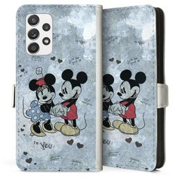 DeinDesign Galaxy A52s 5G Handy Klapph&uuml;lle Handyh&uuml;lle aus Kunst Leder wei&szlig; Flip Case Vintage Disney Sideflip mit Lasche