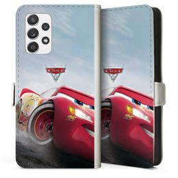 DeinDesign Galaxy A52s 5G Handy Klapph&uuml;lle Handyh&uuml;lle aus Kunst Leder wei&szlig; Flip Case Lightning Mcqueen 95 Official Licensed Product Cars Sideflip mit Lasche
