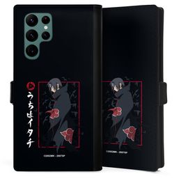 DeinDesign Galaxy S22 Ultra Handy Klapph&uuml;lle Handyh&uuml;lle aus Kunst Leder schwarz Flip Case Official Licensed Product Naruto Shippuden Itachi Uchiha Sideflip mit 