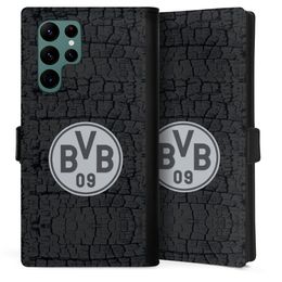 DeinDesign Galaxy S22 Ultra Handy Klapph&uuml;lle Handyh&uuml;lle aus Kunst Leder schwarz Flip Case Jersey Borussia Dortmund Bvb Sideflip mit langer Lasche