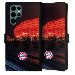 DeinDesign Galaxy S22 Ultra Handy Klapph&uuml;lle Handyh&uuml;lle aus Kunst Leder schwarz Flip Case Fc Bayern M&uuml;nchen Stadium Fcb Sideflip mit langer Lasche