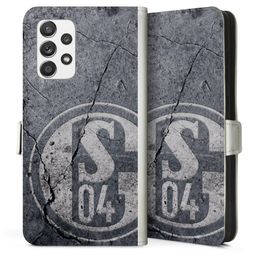 DeinDesign Galaxy A52s 5G Handy Klapph&uuml;lle Handyh&uuml;lle aus Kunst Leder wei&szlig; Flip Case Merchandise Fc Schalke 04 Concrete Sideflip mit Lasche