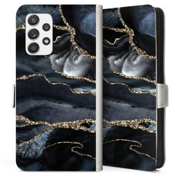 DeinDesign Galaxy A52s 5G Handy Klapph&uuml;lle Handyh&uuml;lle aus Kunst Leder wei&szlig; Flip Case Marble Trends Glitzer Sideflip mit Lasche