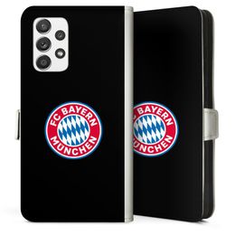 DeinDesign Galaxy A52s 5G Handy Klapph&uuml;lle Handyh&uuml;lle aus Kunst Leder wei&szlig; Flip Case Fc Bayern M&uuml;nchen Logo Official Licensed Product Sideflip mit Lasche