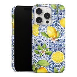DeinDesign iPhone 15 Pro Handy Premium Case Smartphone Handyh&uuml;lle Schutzh&uuml;lle gl&auml;nzend Muster Greece Lemon Premium Case