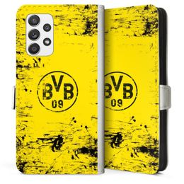 DeinDesign Galaxy A52s 5G Handy Klapph&uuml;lle Handyh&uuml;lle aus Kunst Leder wei&szlig; Flip Case Bvb Official Licensed Product Borussia Dortmund Sideflip mit Lasche