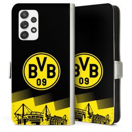 DeinDesign Galaxy A52s 5G Handy Klapph&uuml;lle Handyh&uuml;lle aus Kunst Leder wei&szlig; Flip Case Borussia Dortmund Stadium Bvb Sideflip mit Lasche