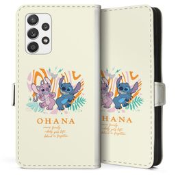 DeinDesign Galaxy A52s 5G Handy Klapph&uuml;lle Handyh&uuml;lle aus Kunst Leder wei&szlig; Flip Case Official Licensed Product Lilo & Stitch Disney Sideflip mit Lasche